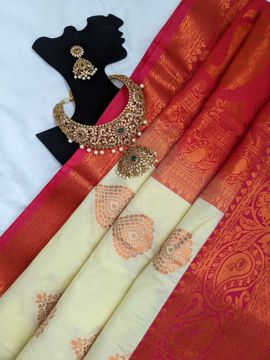 South Indian Kanchivaram Semi Silk Saree - Etsy
