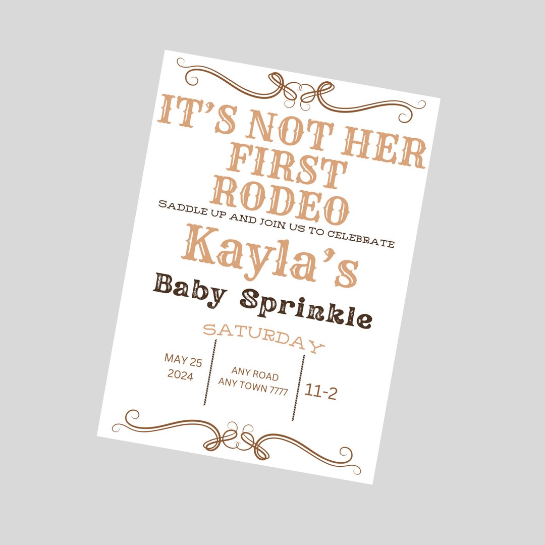 Not Her First Rodeo Baby Sprinkle Invitation Template READ DESCRIPTION ...