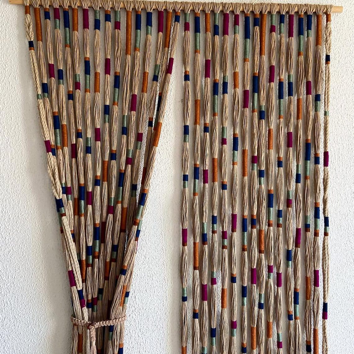 Custom Macrame Wall Hanging: Boho Room Divider, Jute Raffia Tassels - Etsy