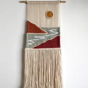 Mini Macrame Woven Wall Hanging: Landscape & Cloud Fiber Art - Etsy