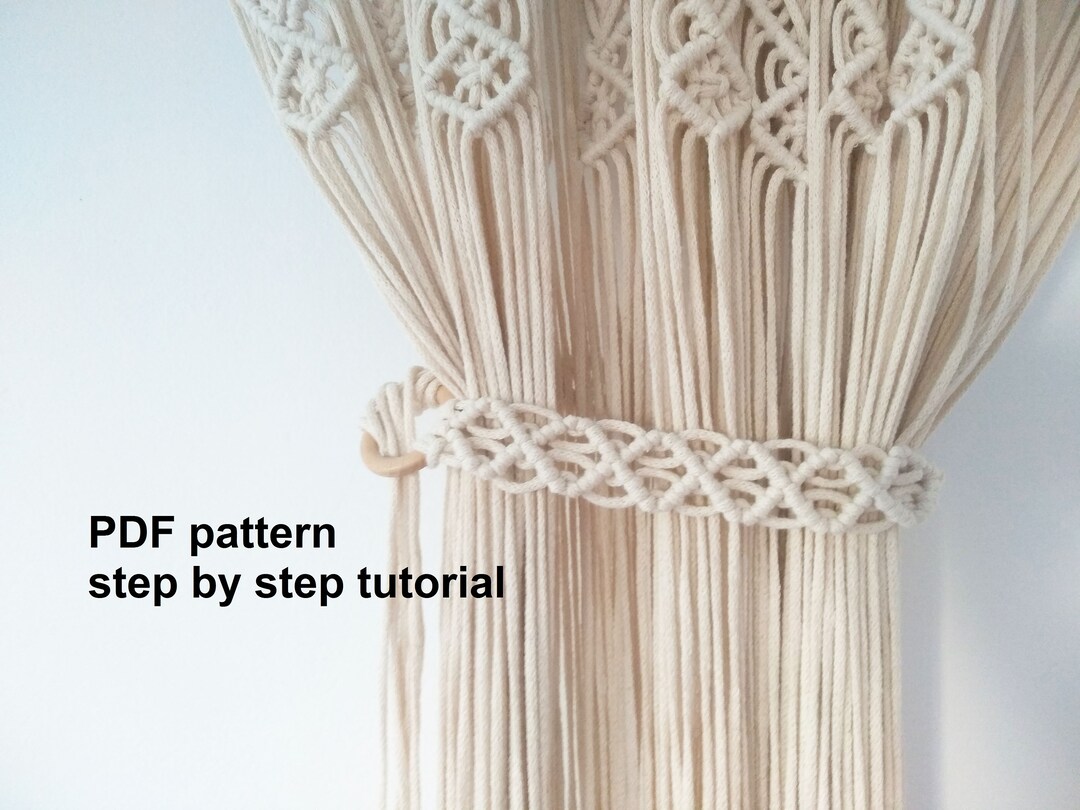 Macrame Curtain Tie Back DIY Tutorial: Bohemian Diamond Pattern (PDF Download) - Etsy