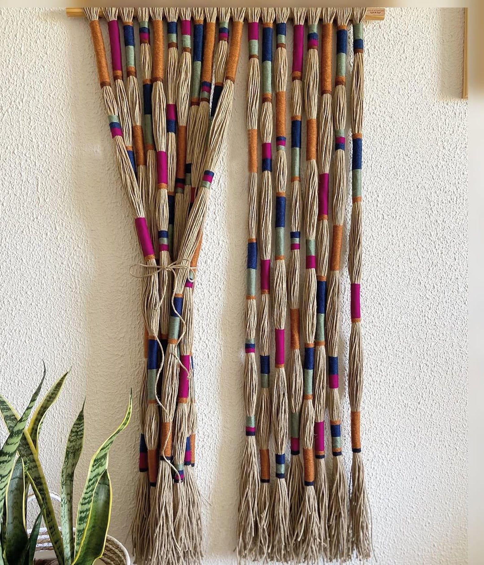 Custom Macrame Wall Hanging: Boho Room Divider, Jute Raffia Tassels - Etsy