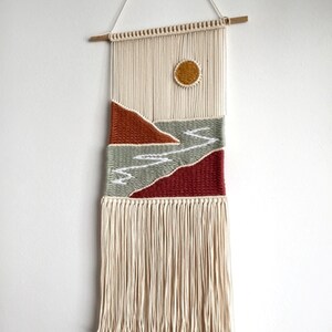Mini Macrame Woven Wall Hanging: Landscape & Cloud Fiber Art - Etsy