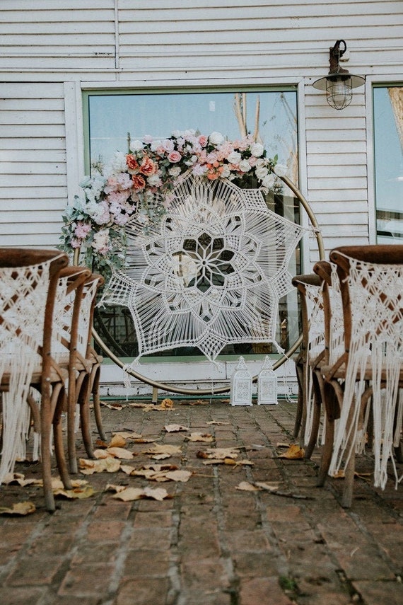 Macrame wedding backdrop Round 72'' diameter Extra | Etsy
