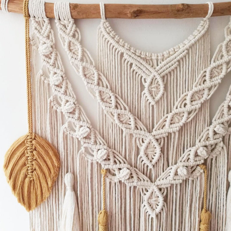 Macrame Wall Hanging With Feathers and Tassels Boho Nursery | Etsy