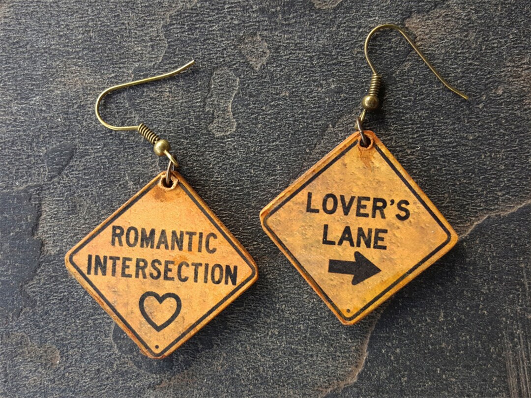 Lover's Lane Romantic Intersection ROAD SIGN EARRINGS Light Weight ...