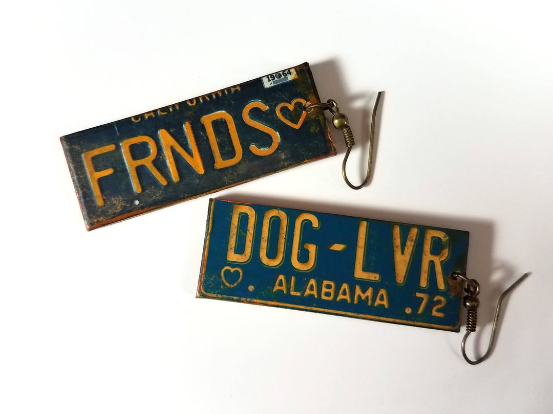 Best FRIENDS - DOG LVR License Plate Earrings - Rescue Dogs, Pet Lover ...
