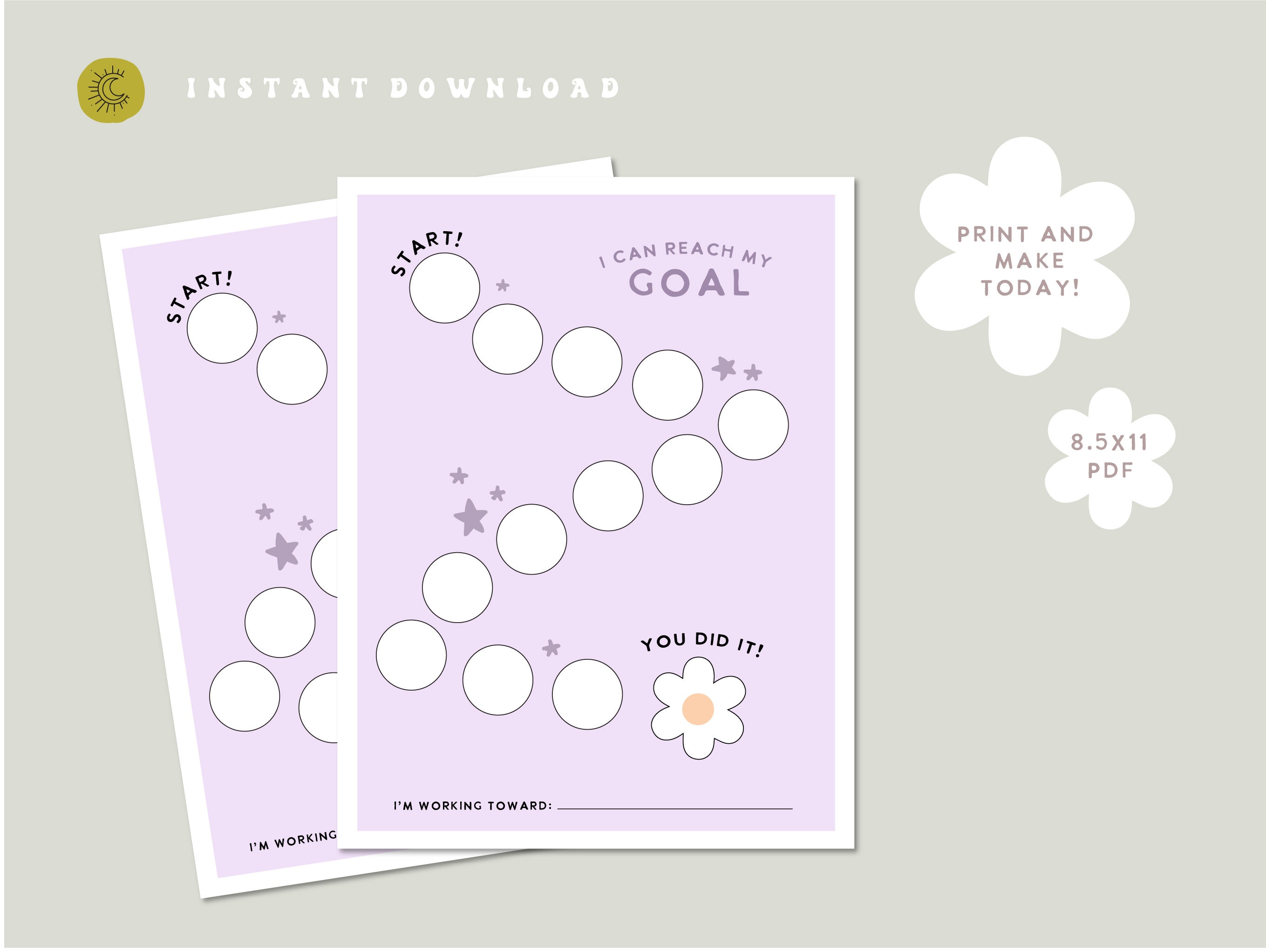 Goal Chart Kids Printable Rewards Chart Chore Tracker - Etsy Israel