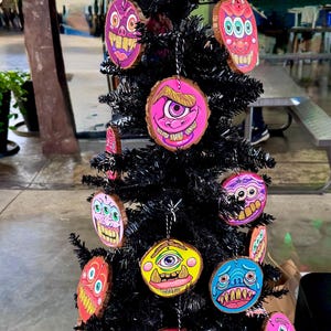 Jannice, Merry Monsters: One-of-a-kind, Hand-painted Purple Wood ...