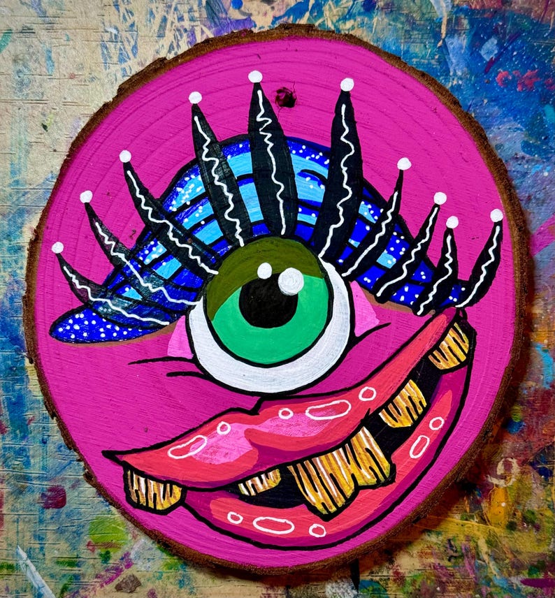 Jannice, Merry Monsters: One-of-a-kind, Hand-painted Purple Wood ...