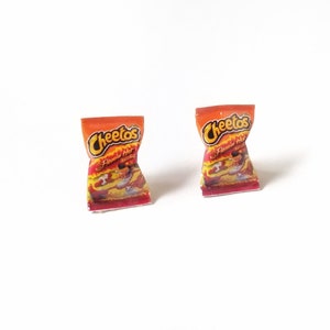 Miniature Cheetos Flaming Hot Earrings, Miniature Food Jewelry, Junk ...