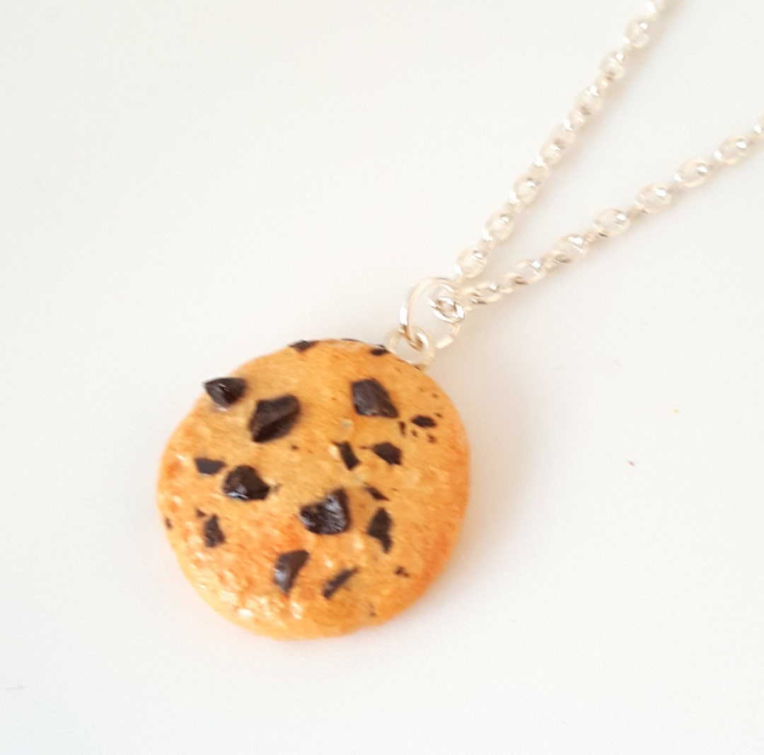 Miniature Chocolate Chip Cookie Charm or Necklace, Polymer Clay Food ...