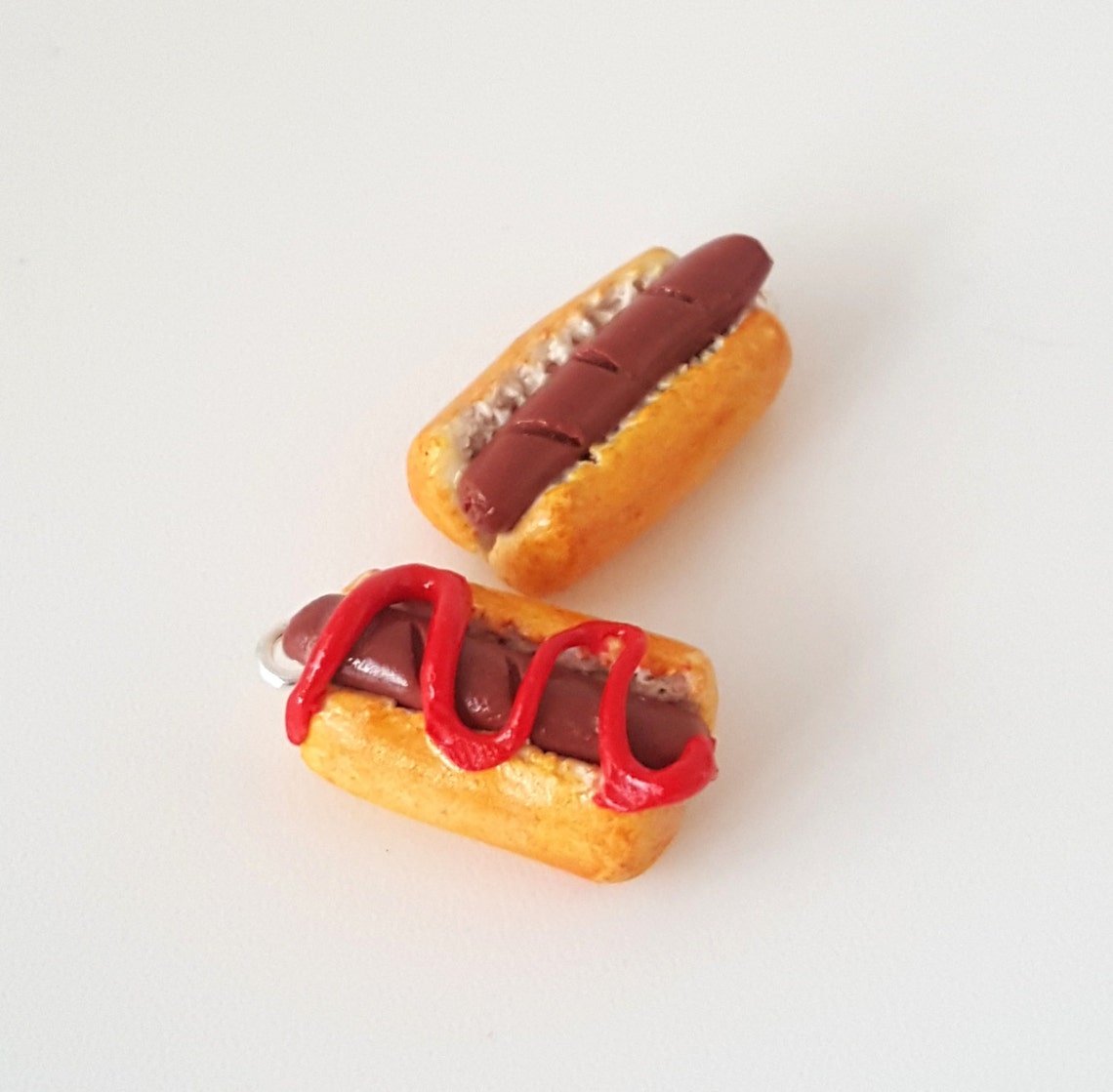 Miniature Classic Hot Dog Charm or Necklace, Polymer Clay Hot Dog Charm ...