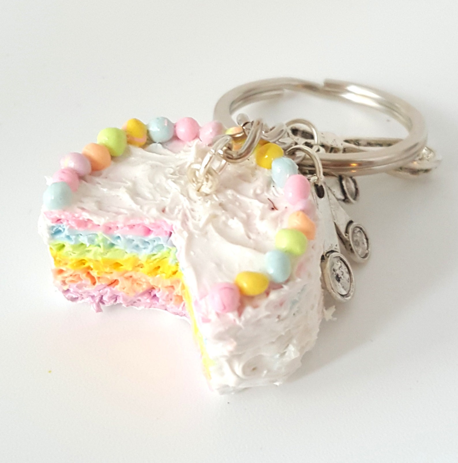 Miniature Cute Baker Charm Pastel Rainbow Cake Keychain Best - Etsy