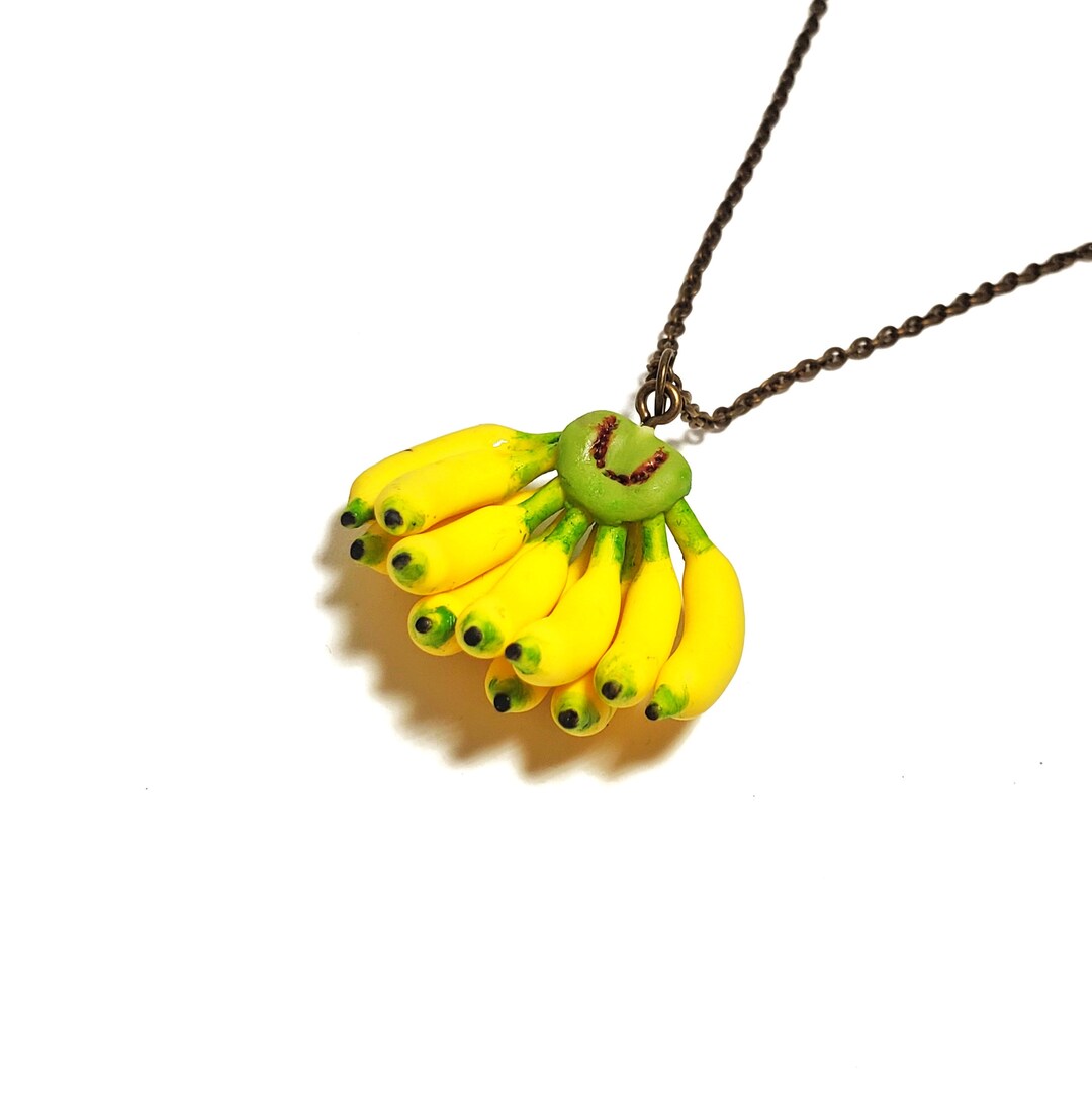 Miniature Bunch of Bananas Necklace With 24" Inches Chain, Banana Charm ...