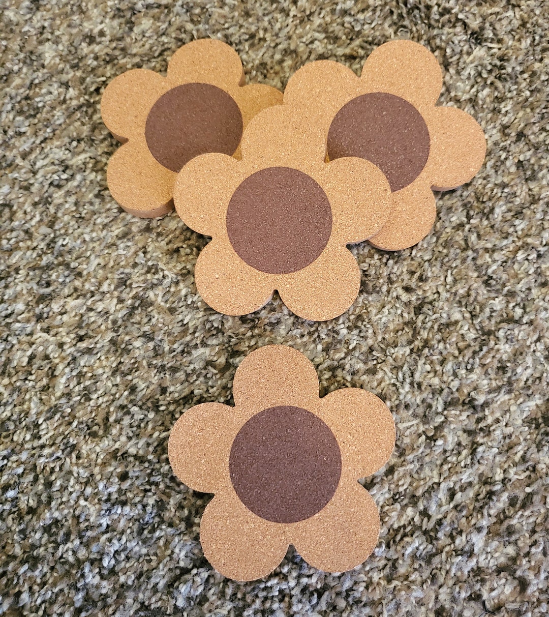 Flower Cork Coaster | Drink Cork Coaster | Retro Coaster|flower Daisy ...