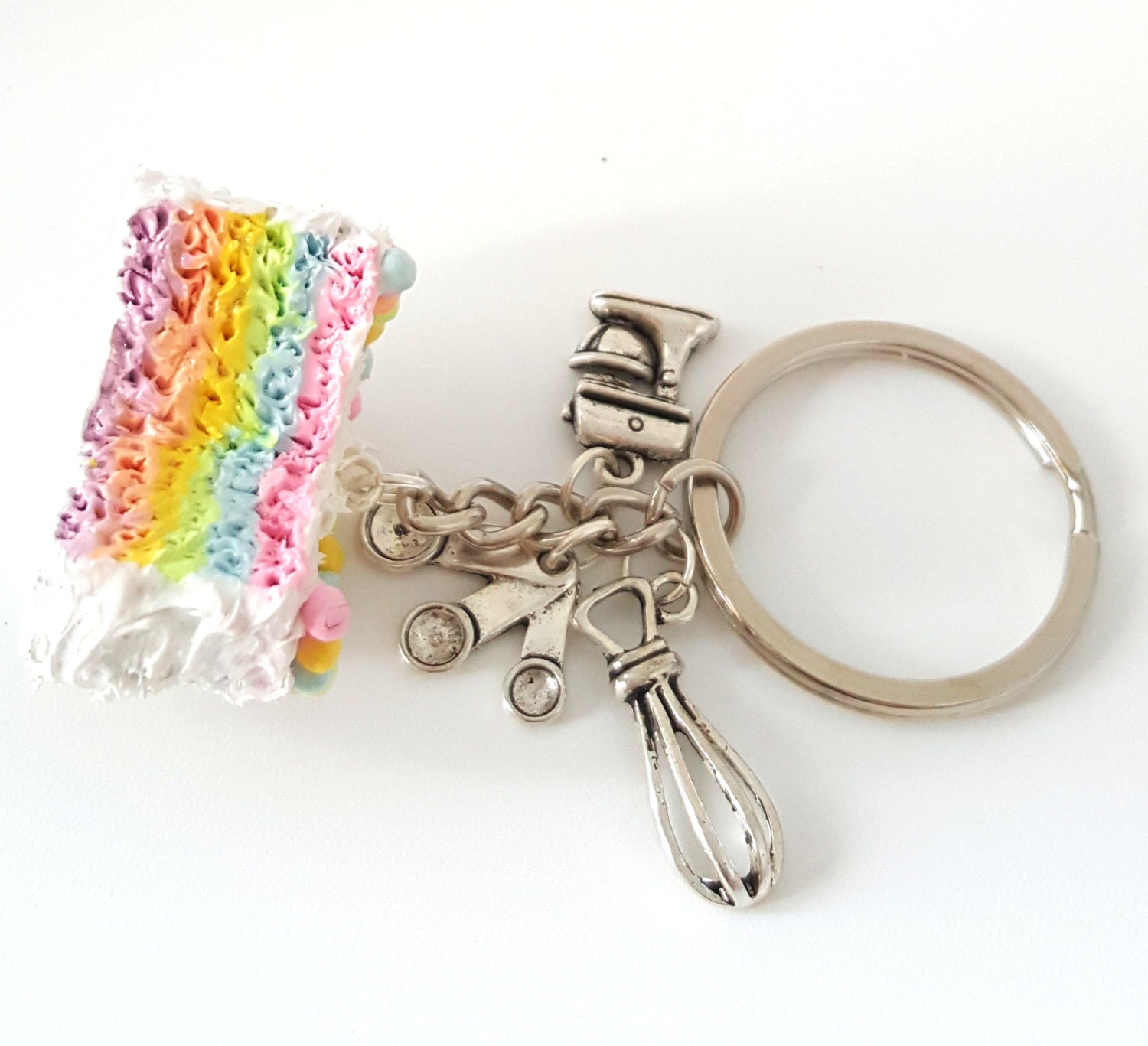 Miniature Cute Baker Charm Pastel Rainbow Cake Keychain Best - Etsy