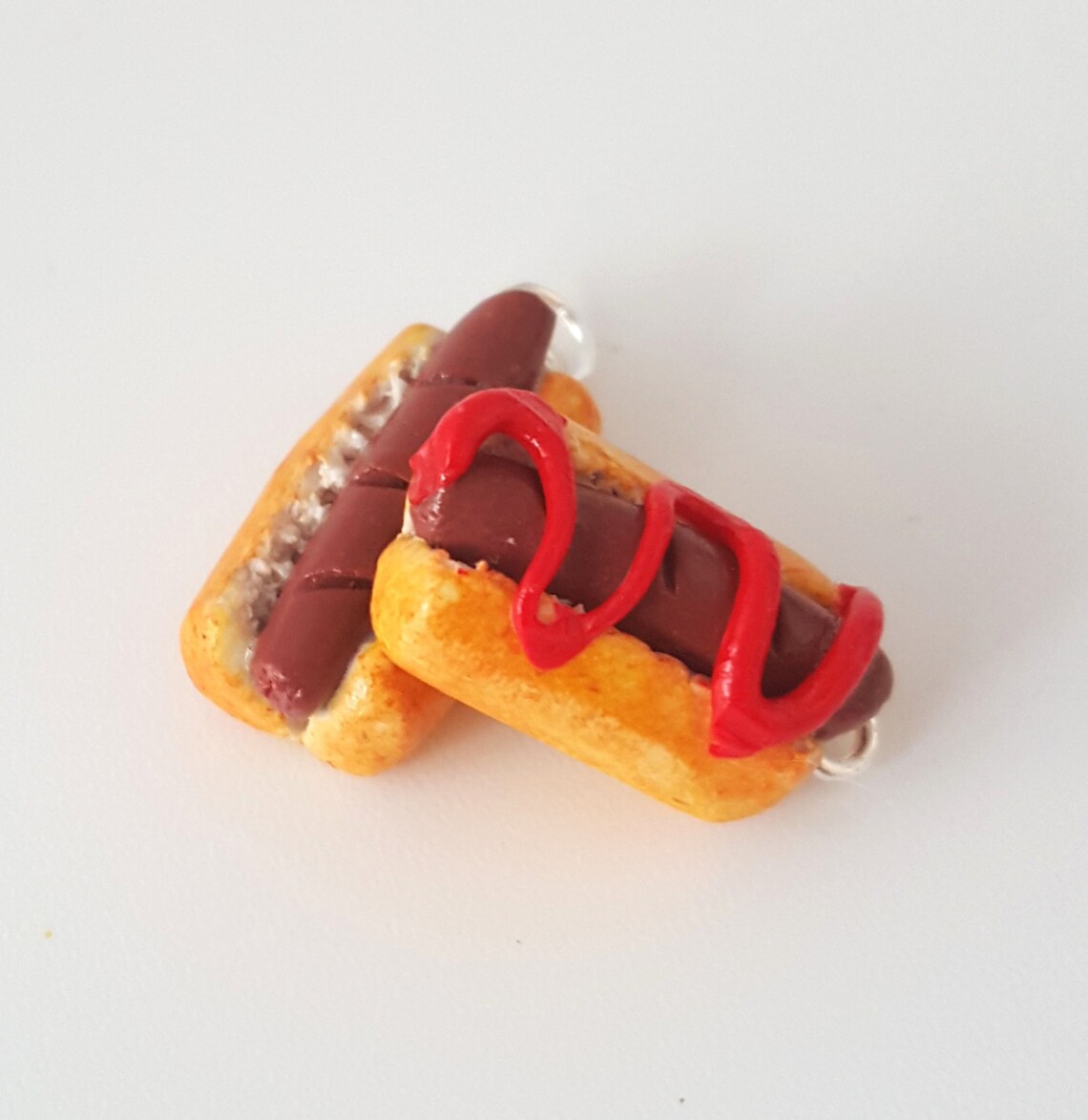 Miniature Classic Hot Dog Charm or Necklace, Polymer Clay Hot Dog Charm ...