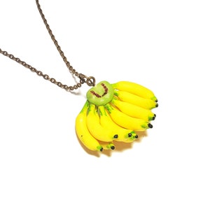 Miniature Bunch of Bananas Necklace With 24" Inches Chain, Banana Charm ...