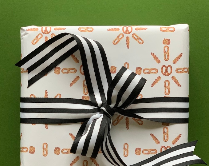 Pretzel Snowflake Wrapping Paper / Philadelphia Wrapping Paper / Food ...