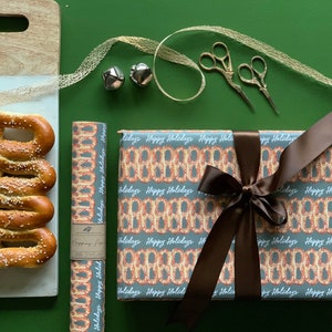 Happy Holidays Philadelphia Pretzel Wrapping Paper / Philadelphia ...
