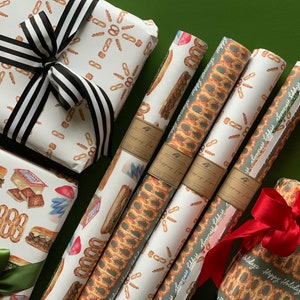 Happy Holidays Philadelphia Pretzel Wrapping Paper / Philadelphia ...