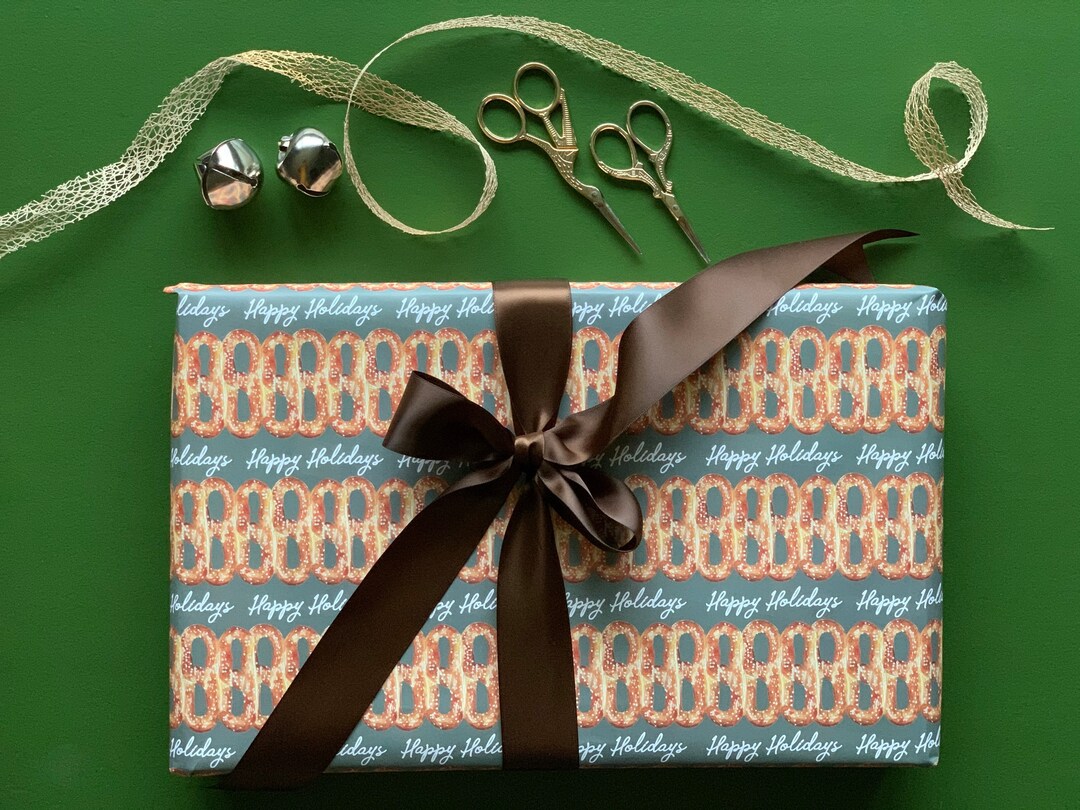 Happy Holidays Philadelphia Pretzel Wrapping Paper / Philadelphia ...