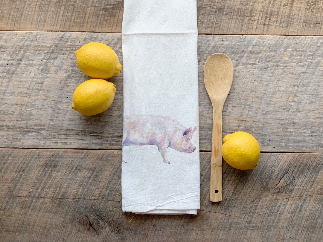 Pig Flour Sack Tea Towel / Flour Sack Towel / Farmhouse Decor / Tea ...