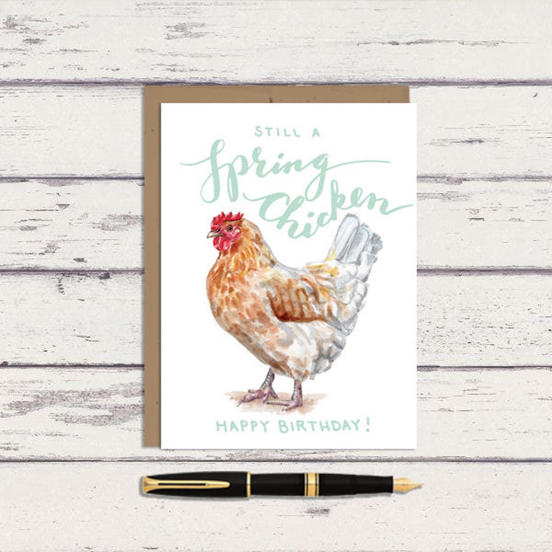 Birthday Spring Chicken 5 X 7 Watercolor Greeting Card/ A7 Card ...