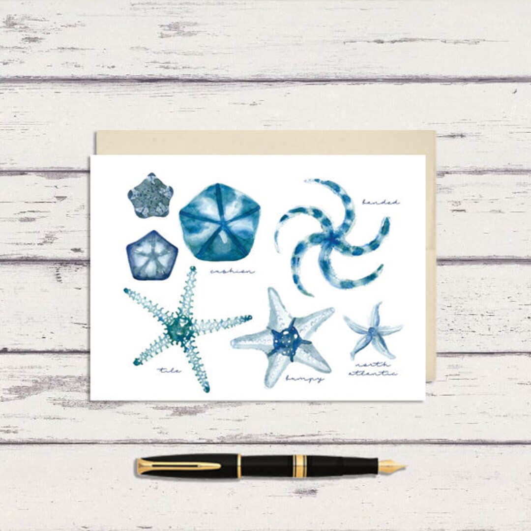 Starfish Series #2 / 5 X 7 Watercolor Greeting Card/ A7 Watercolor ...