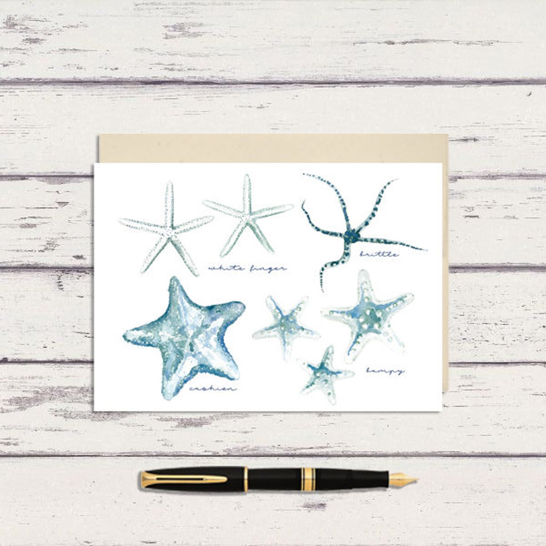 Starfish Series #1 / 5 X 7 Watercolor Greeting Card/ A7 Watercolor ...