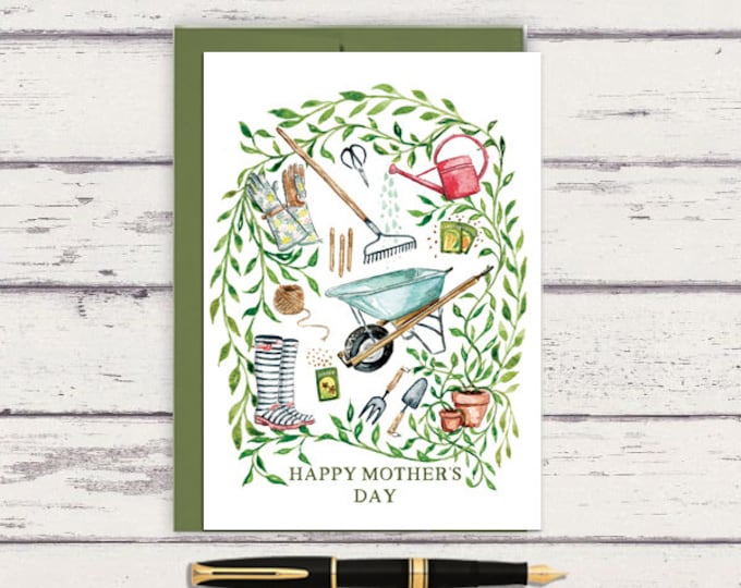 Watercolor Summer Garden, Note Card Greeting, Thank You, All Occasion ...