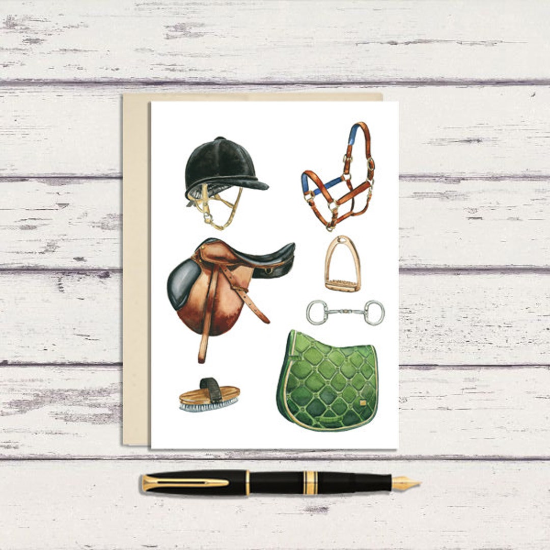 Equestrian Essentials 5 X 7 Watercolor Greeting Card/ A7 Watercolor ...