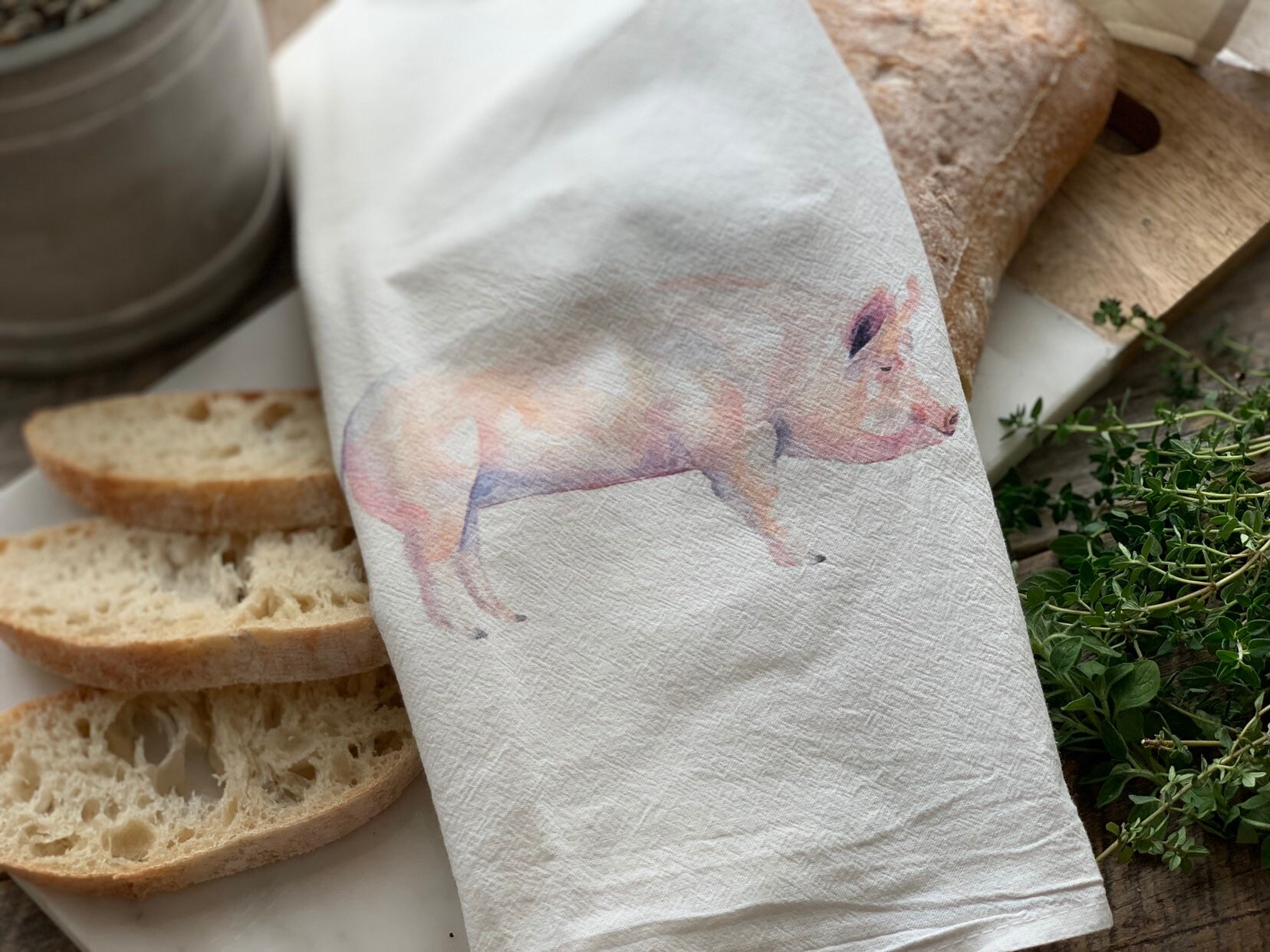 Pig Flour Sack Tea Towel / Flour Sack Towel / Farmhouse Decor / Tea ...