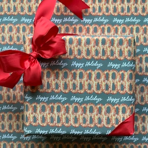 Happy Holidays Philadelphia Pretzel Wrapping Paper / Philadelphia ...