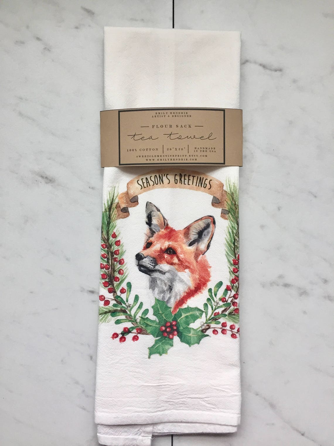 Fox Christmas Towel / Holiday Flour Sack Towel / Kitchen Decor - Etsy