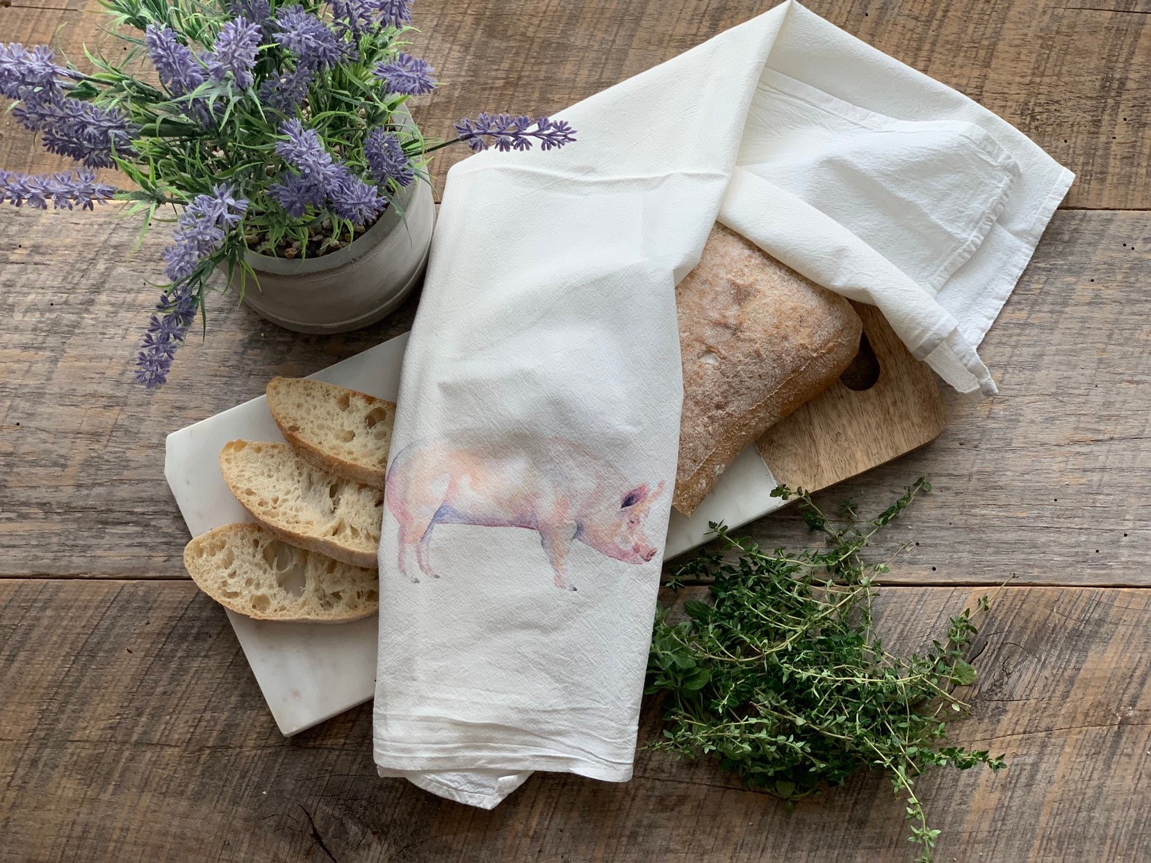 Pig Flour Sack Tea Towel / Flour Sack Towel / Farmhouse Decor / Tea ...