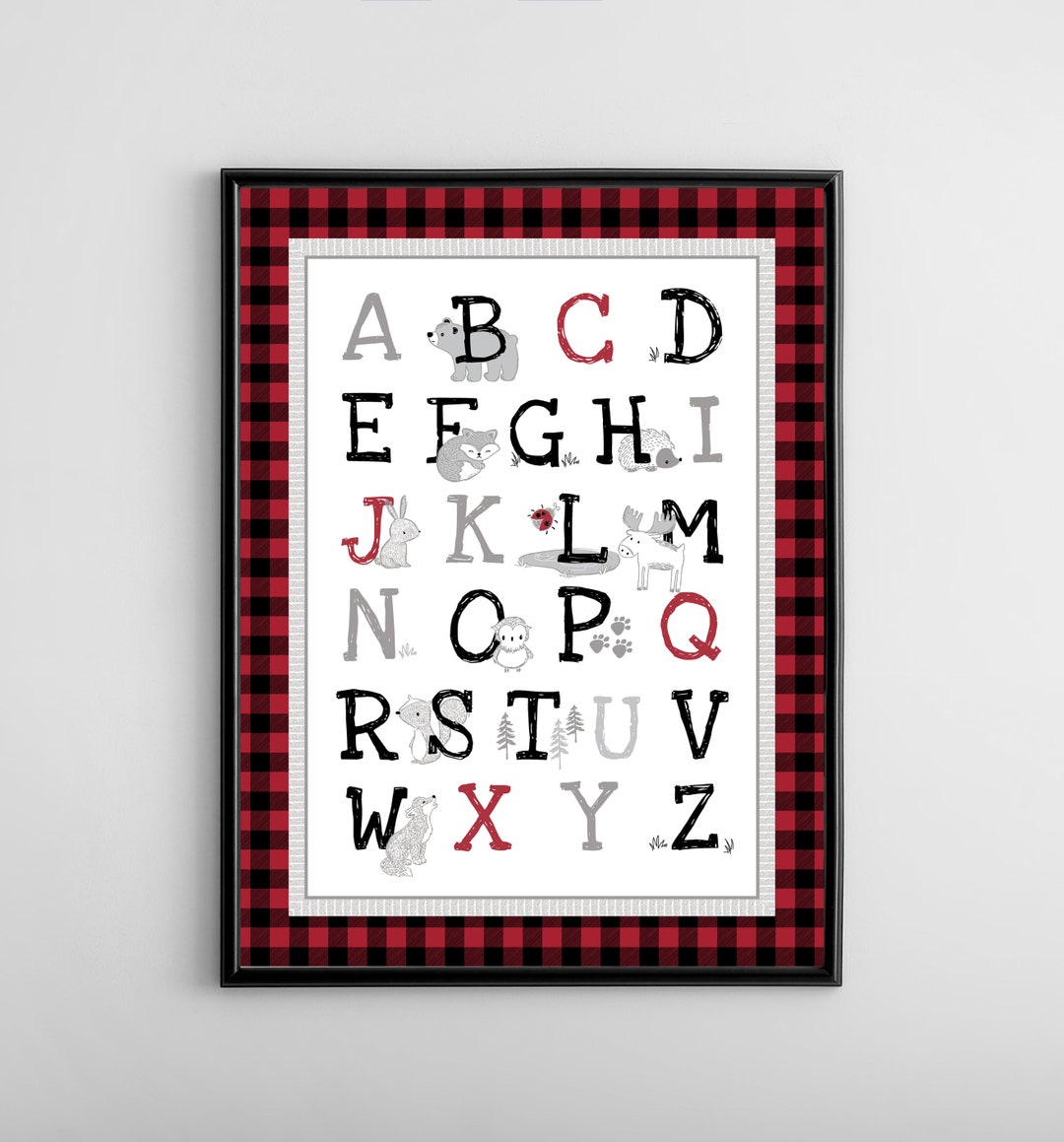 Northwoods Animal Alphabet Wall Art, Woodland Animal Alphabet Room ...