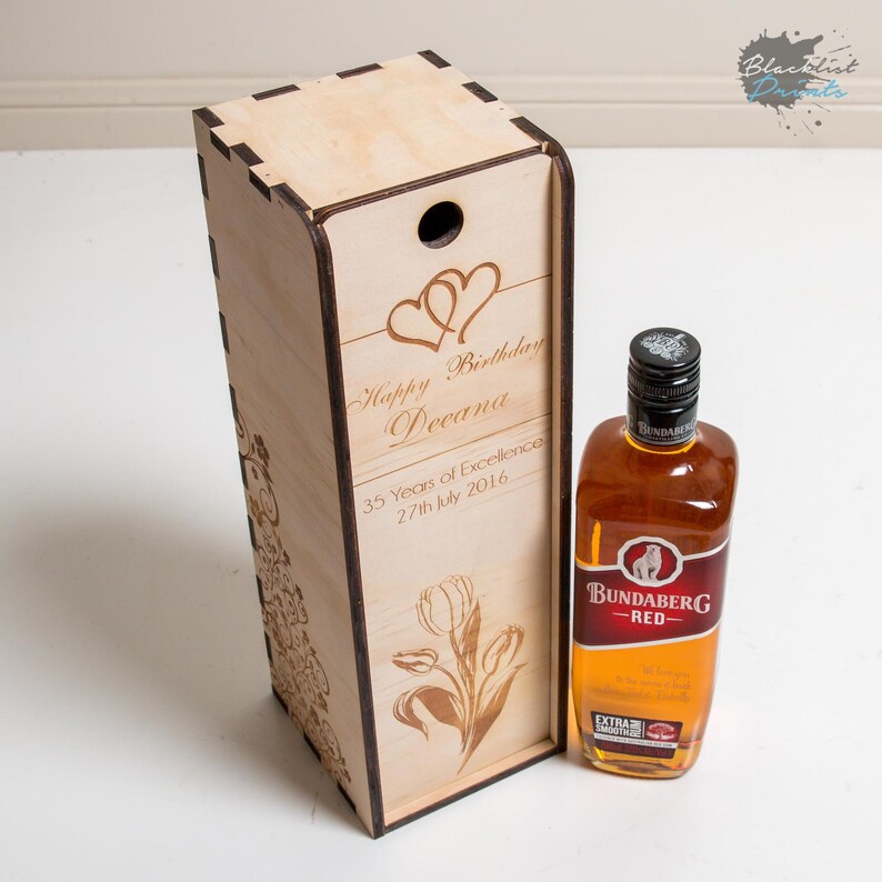 Wooden Rum Box Single Bottle Personalised Gift Box | Etsy