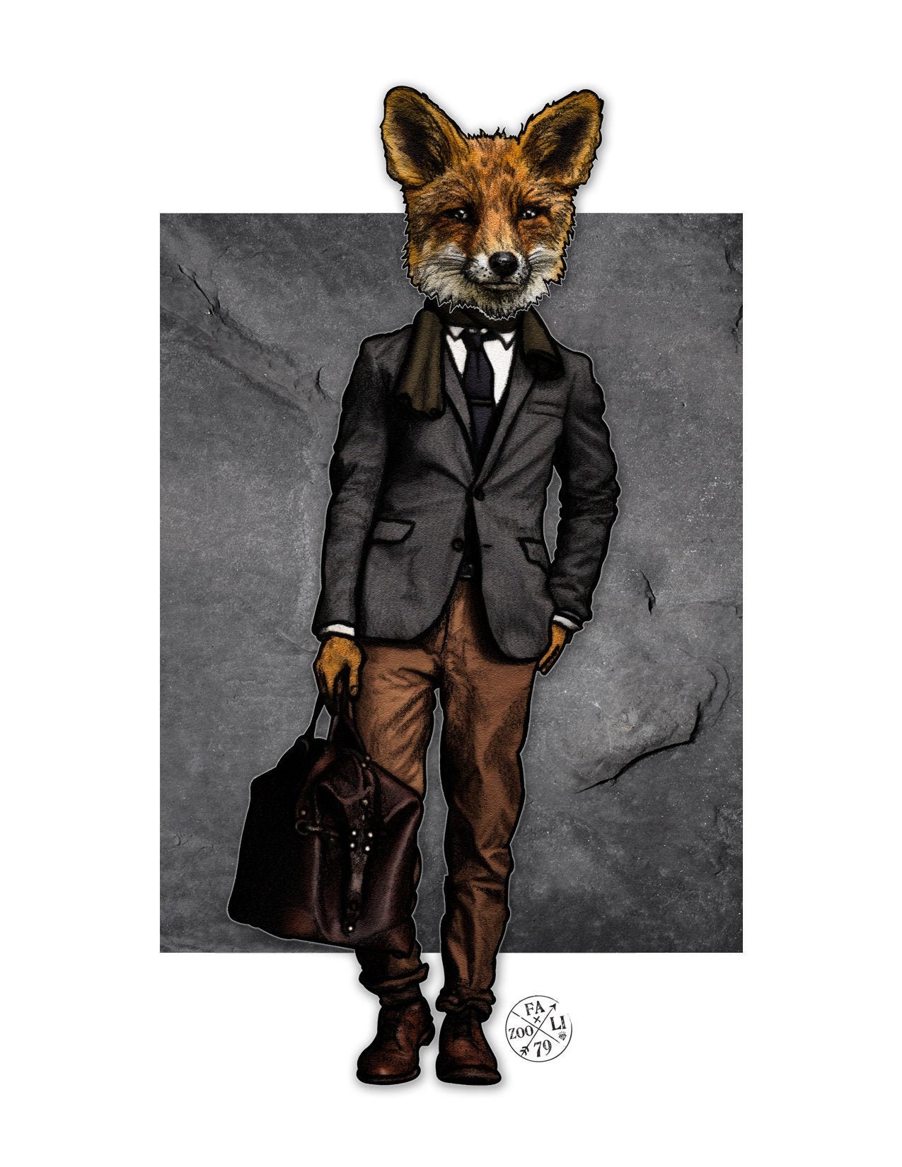 Fabulous Mr Fox Humanimals Series Dapper Hipster Fox Art Print - Etsy ...