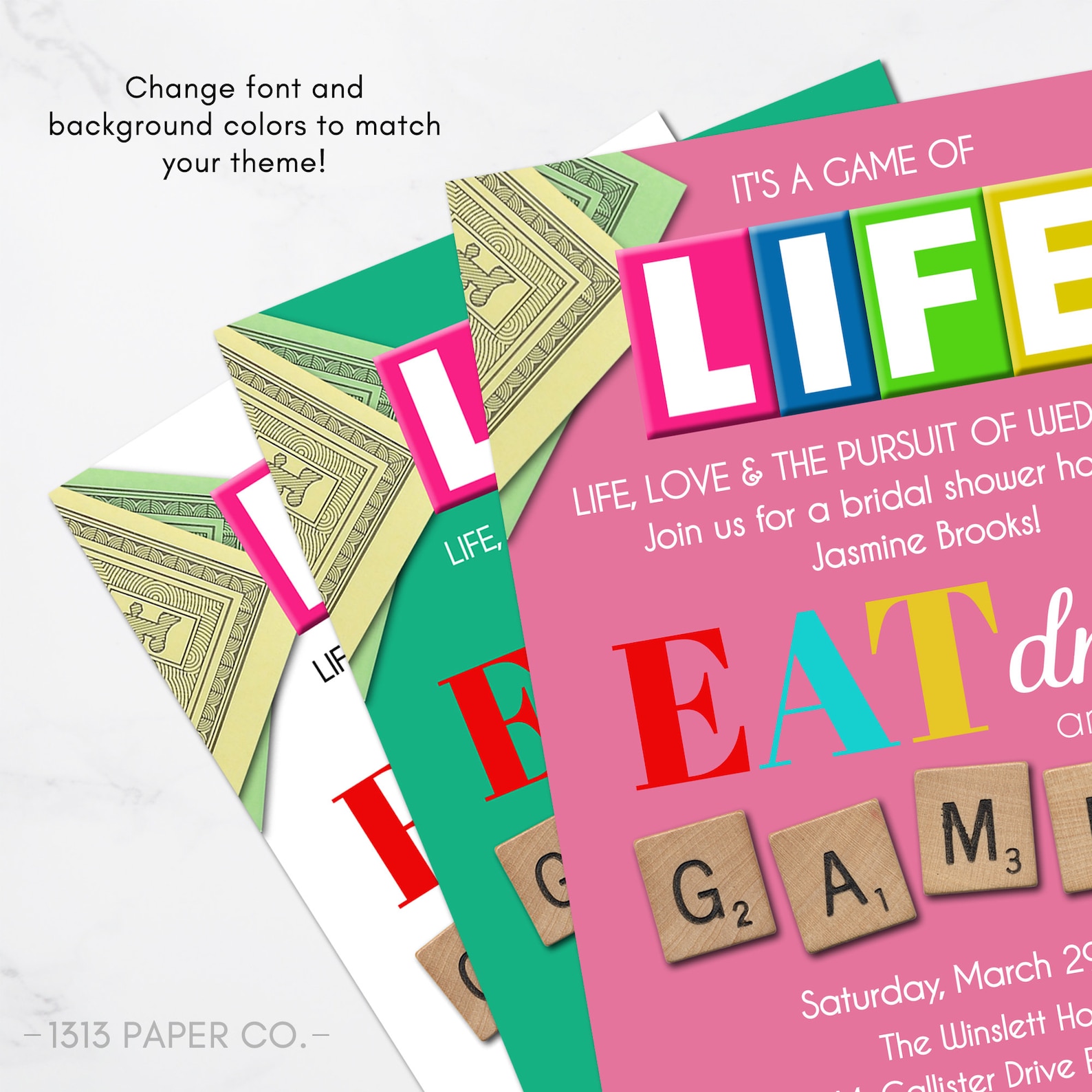 Editable Bridal Shower Invitation, Game Night Invitation, Game Night ...