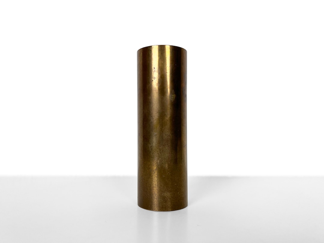 Vintage Modernist Brass Cylinder Candleholder - Etsy