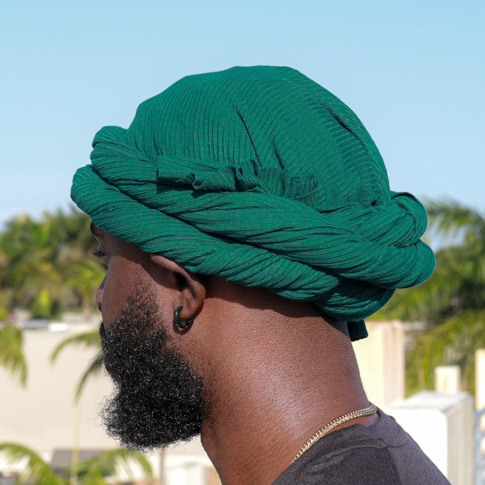 Green Ribbed Turban - Etsy