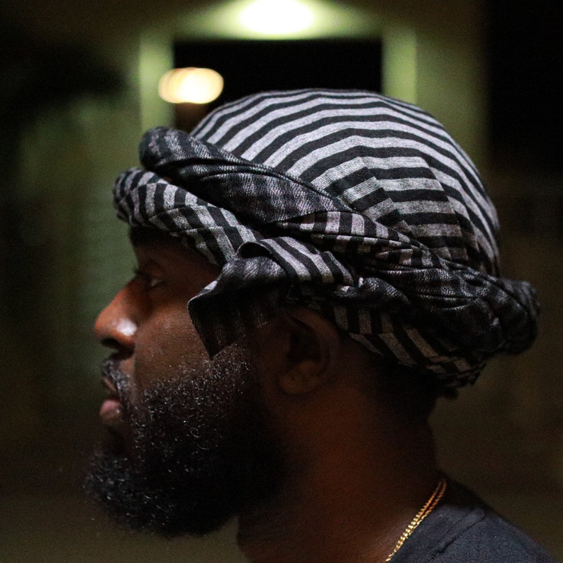 Black Striped Male Turban | Etsy