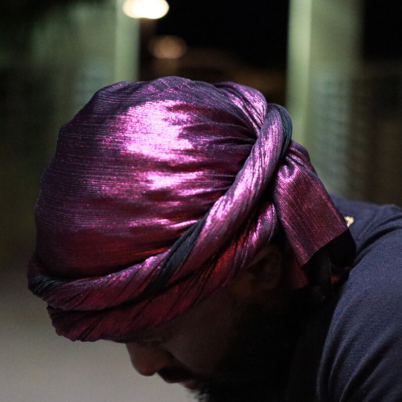 Maroon Foil Male Turban - Etsy