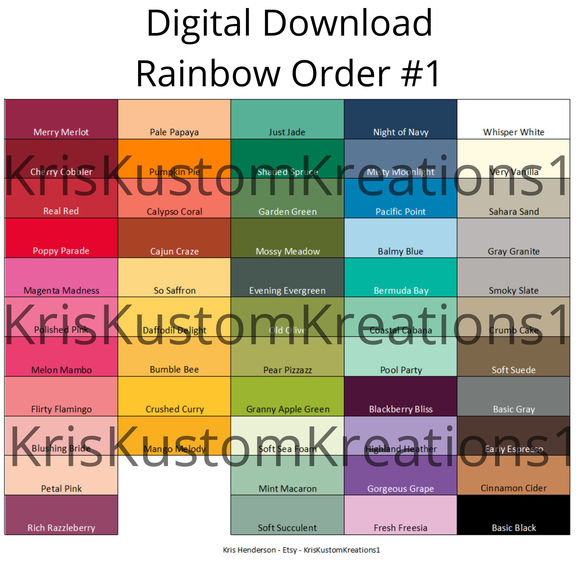 Stampin Up Rainbow Color Chart