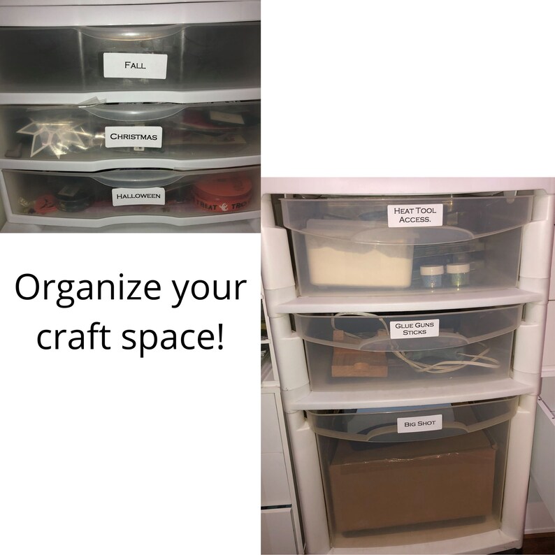 120 Craft Room Drawer Cart Shelf Organizer Labels Gothic | Etsy