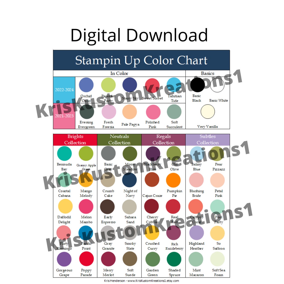 Download Stampin up Paper Cardstock Tool Color Reference 1 - Etsy