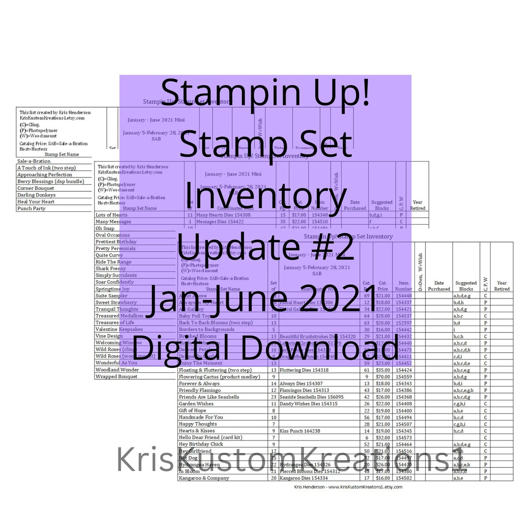 Download Stampin up Update 2 Jan-june 2021 Stamp Set Tracking List ...
