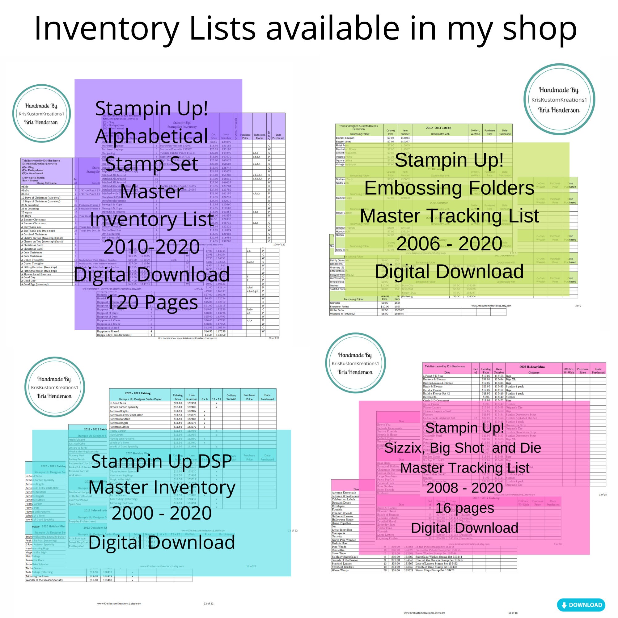 Download Stampin up 2010-2020 Alphabetical Master Stamp Set Tracking ...